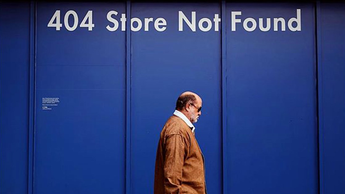 What are the bright blue 'Store Not Found' facades in Fishtown? Ads ...